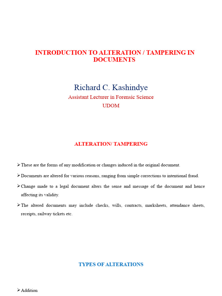 Introduction To Alteration in Documents | PDF | Ultraviolet | Typewriter
