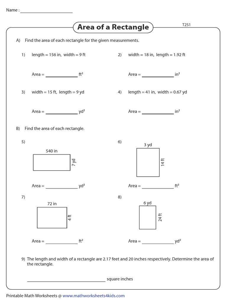 Rectangle - Area - Unit Conversion t2 1 | PDF | Area | Length