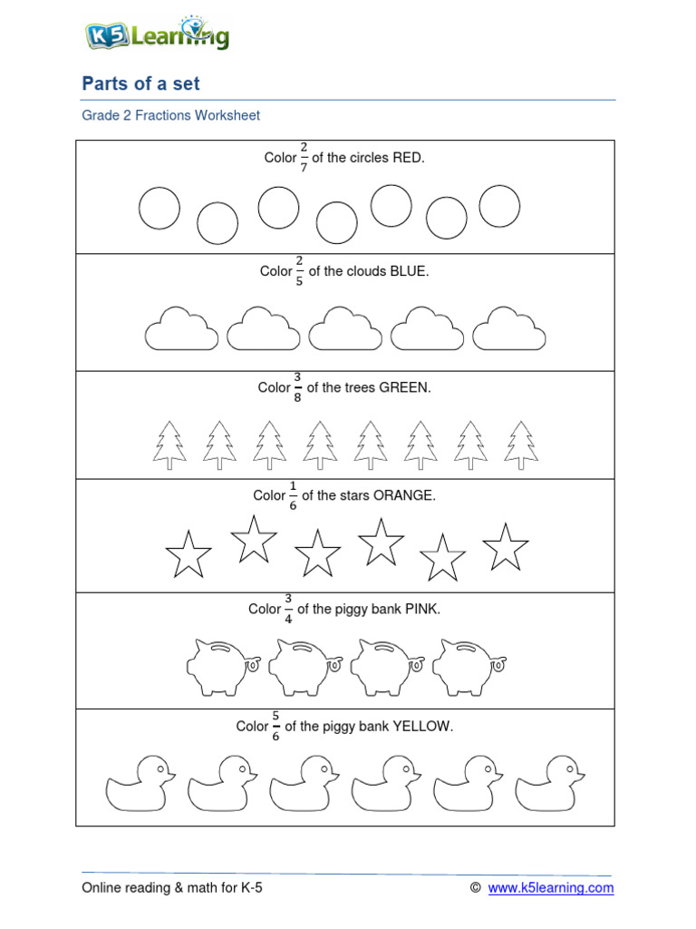 Grade 2 Fractions Parts of Set C | PDF