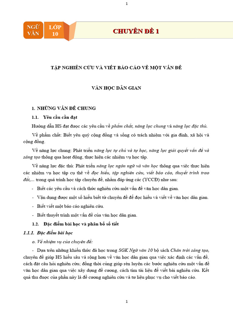 Giao An Chuyen de Hoc Tap Van 10 | PDF