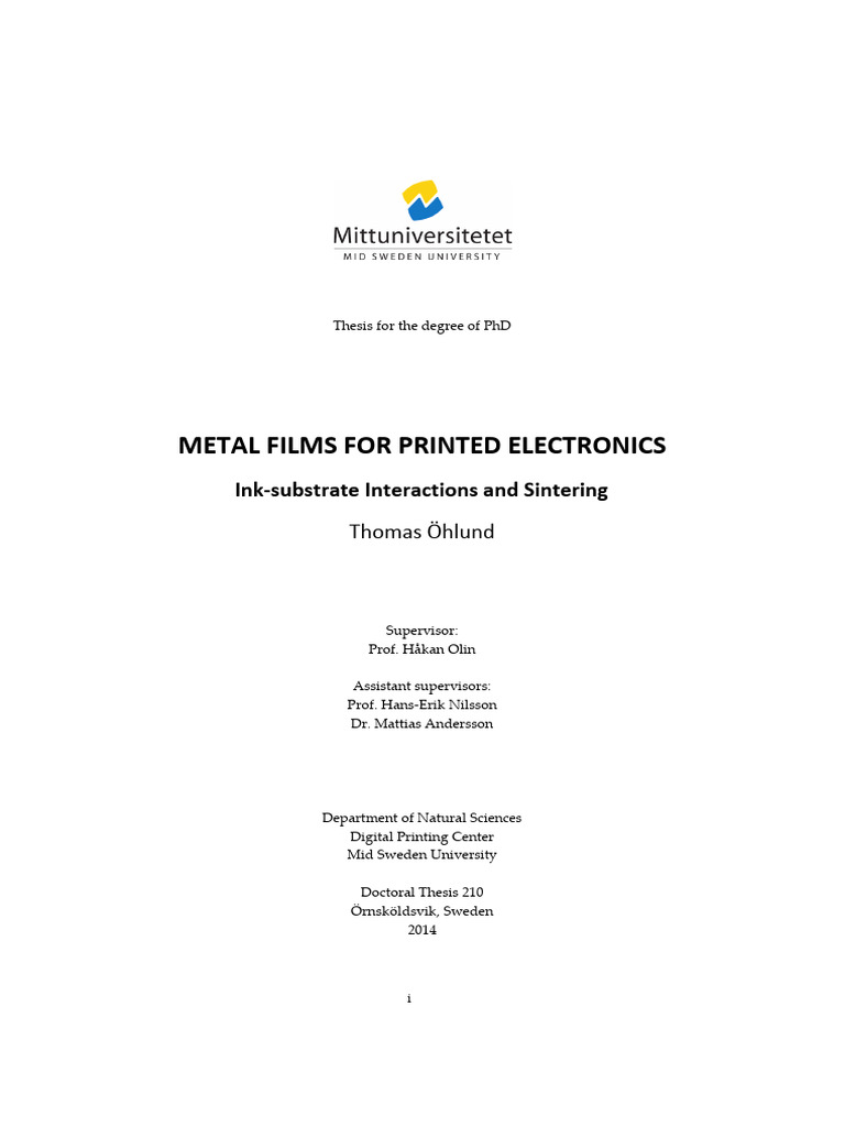 2 - Metal Inks For Printed Electronics (Ink-Substrate Interactions and ...