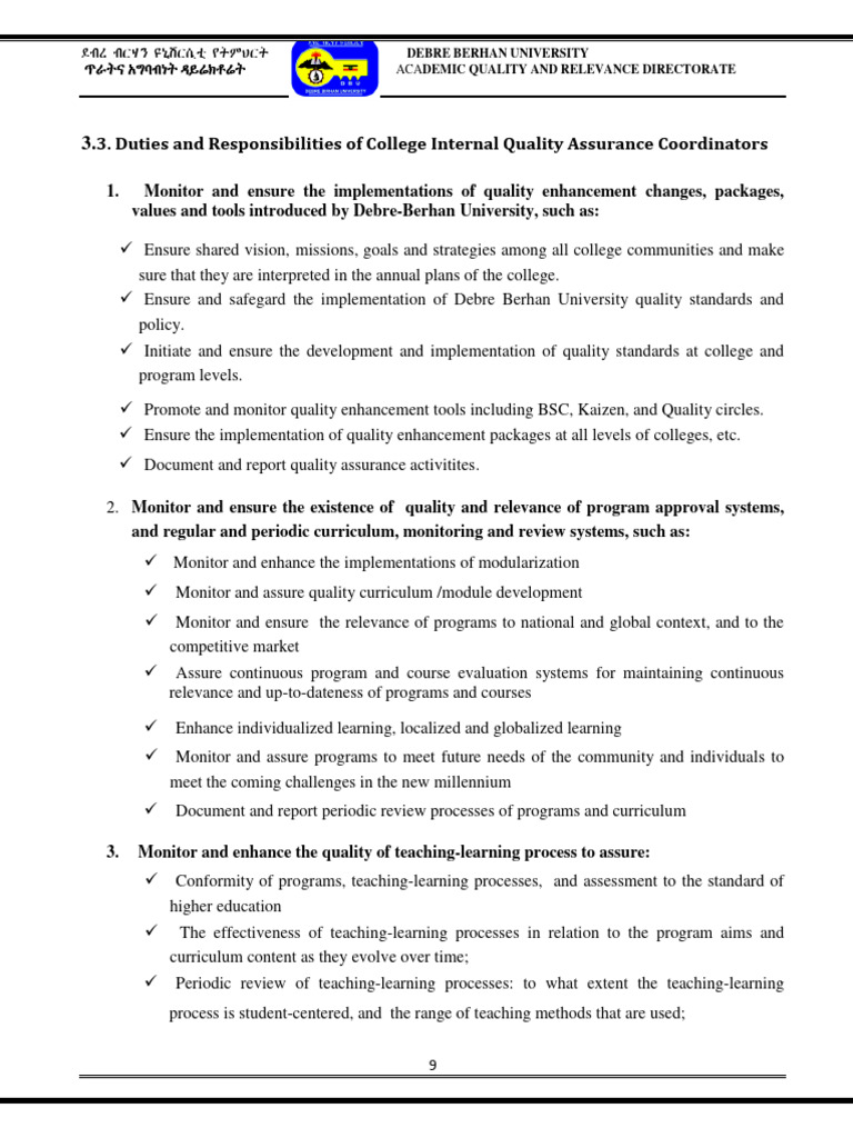 College Internal Quality Assurance Coordinaters Duties and ... College Internal Quality Assurance Coordinaters Duties and ...