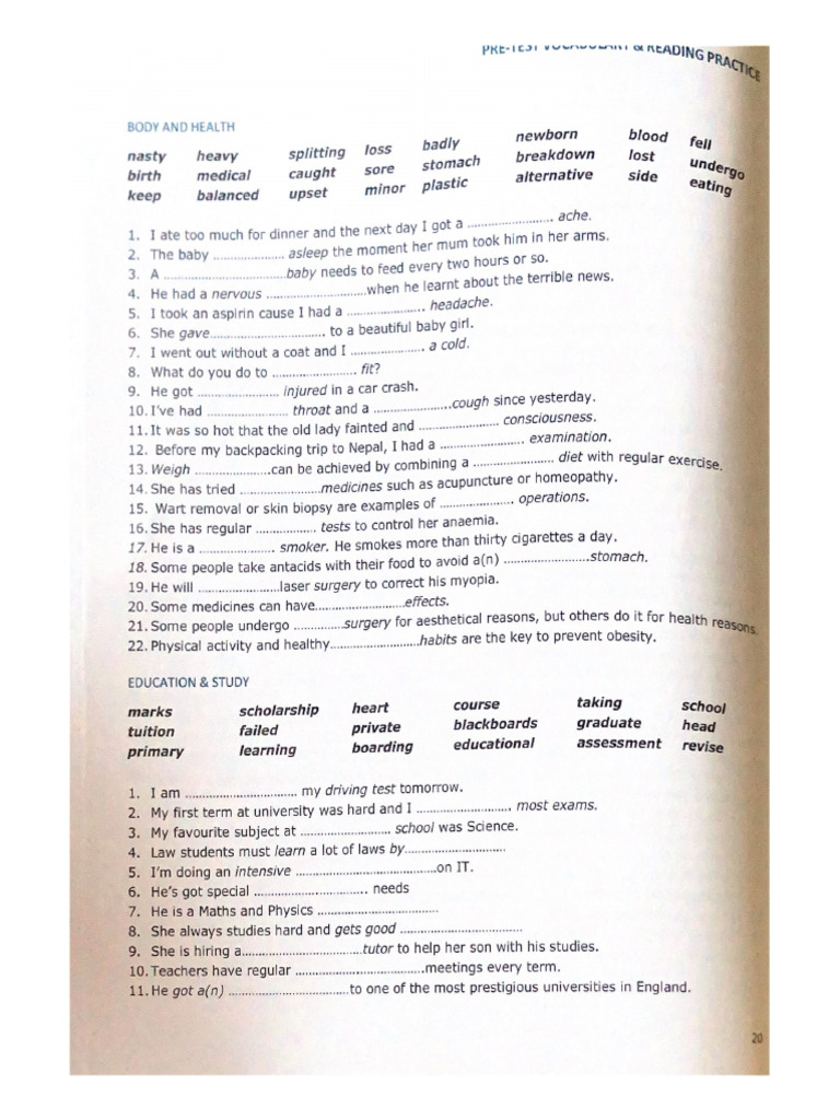 Pre-Test Vocabulary Ii | PDF