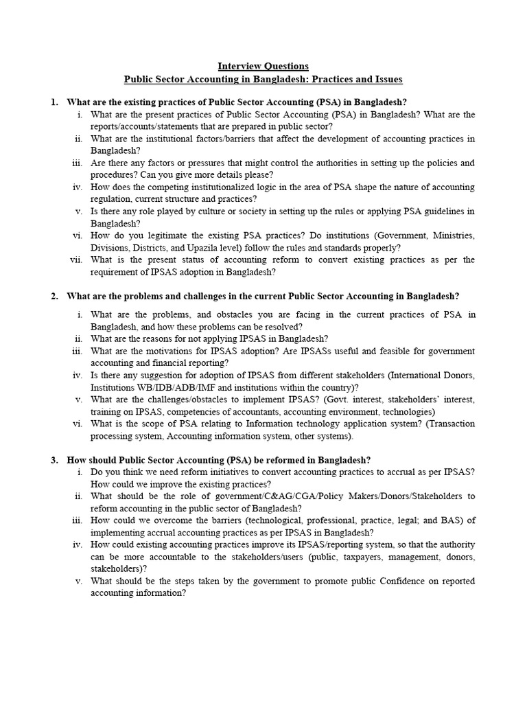 PSA Questionnaire-Interview Protocol. 7-12-21 | PDF | Accounting ...