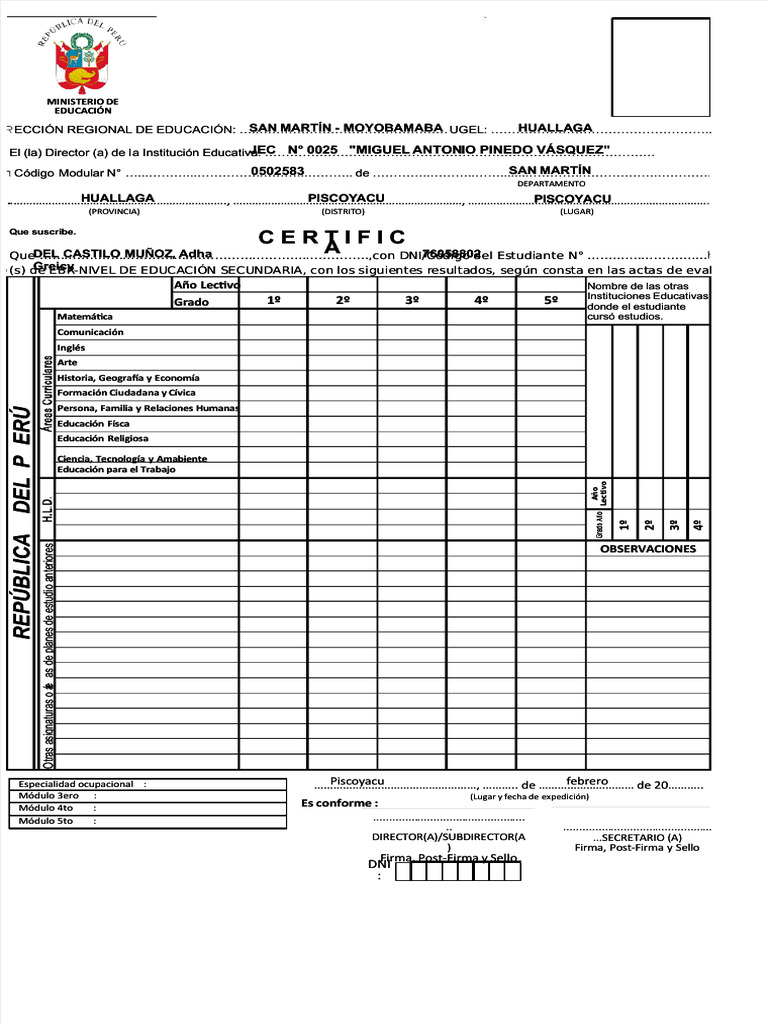 Formato Certificado de Estudios 2019 Compress | PDF