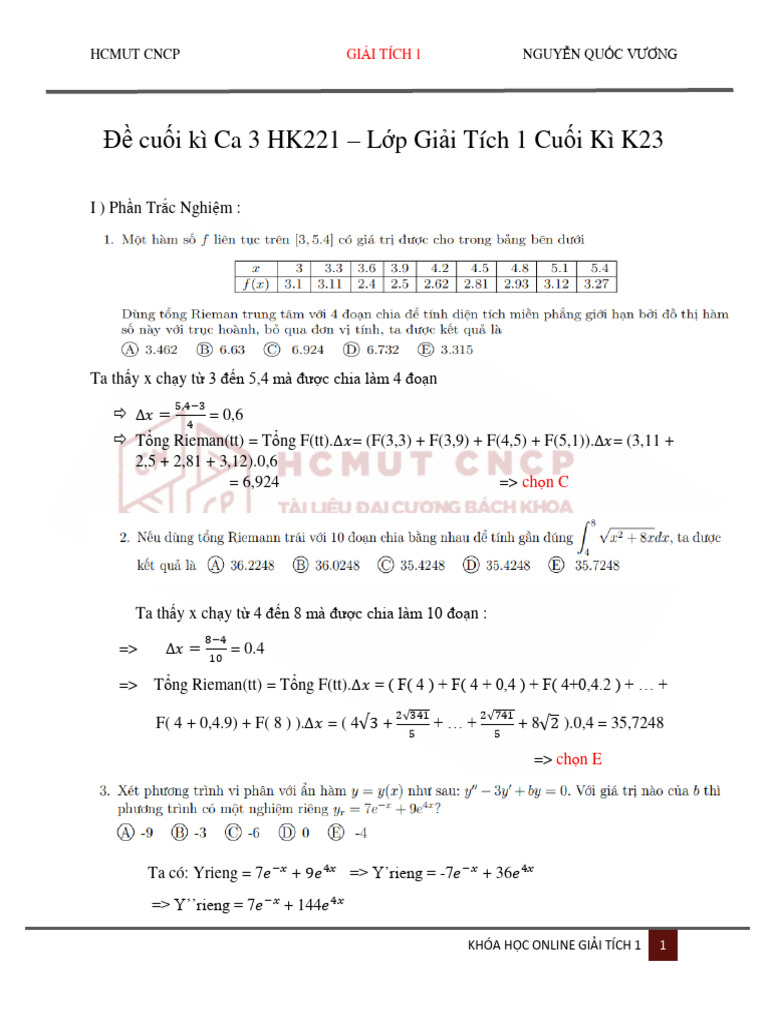 Giải đề Ca 3 HK221 | PDF