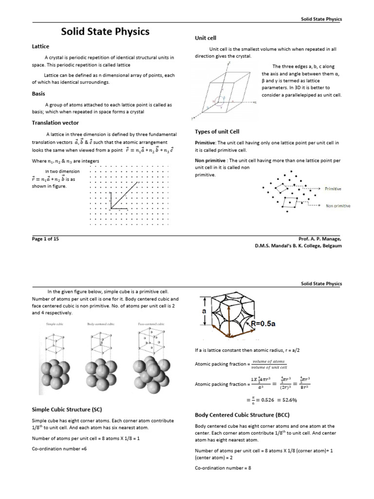 BSC Sem VI Physics Solid State Physics | PDF | Crystal Structure ... BSC Sem VI Physics Solid State Physics | PDF | Crystal Structure ...