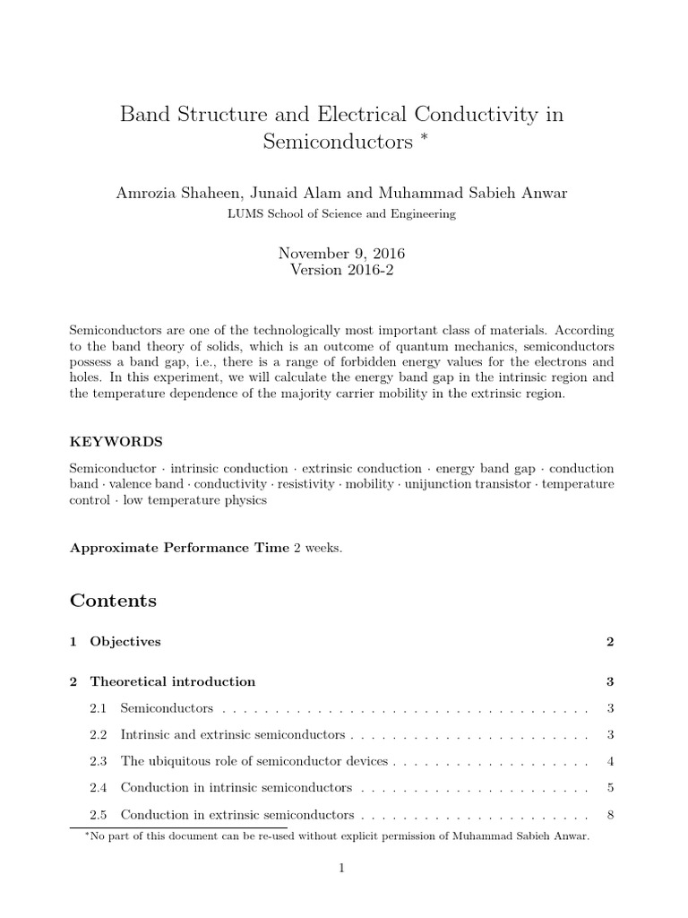 Temperature Dependence of Semiconductor Conductivity | PDF ...