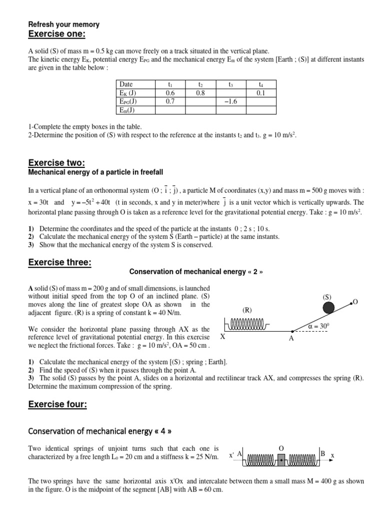 Refresh Your Memory | PDF | Potential Energy | Mass