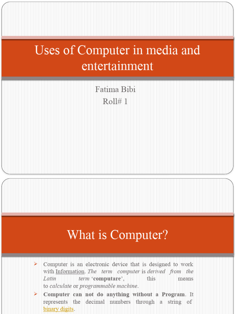 Uses of Computer in Media and Entertainment | PDF