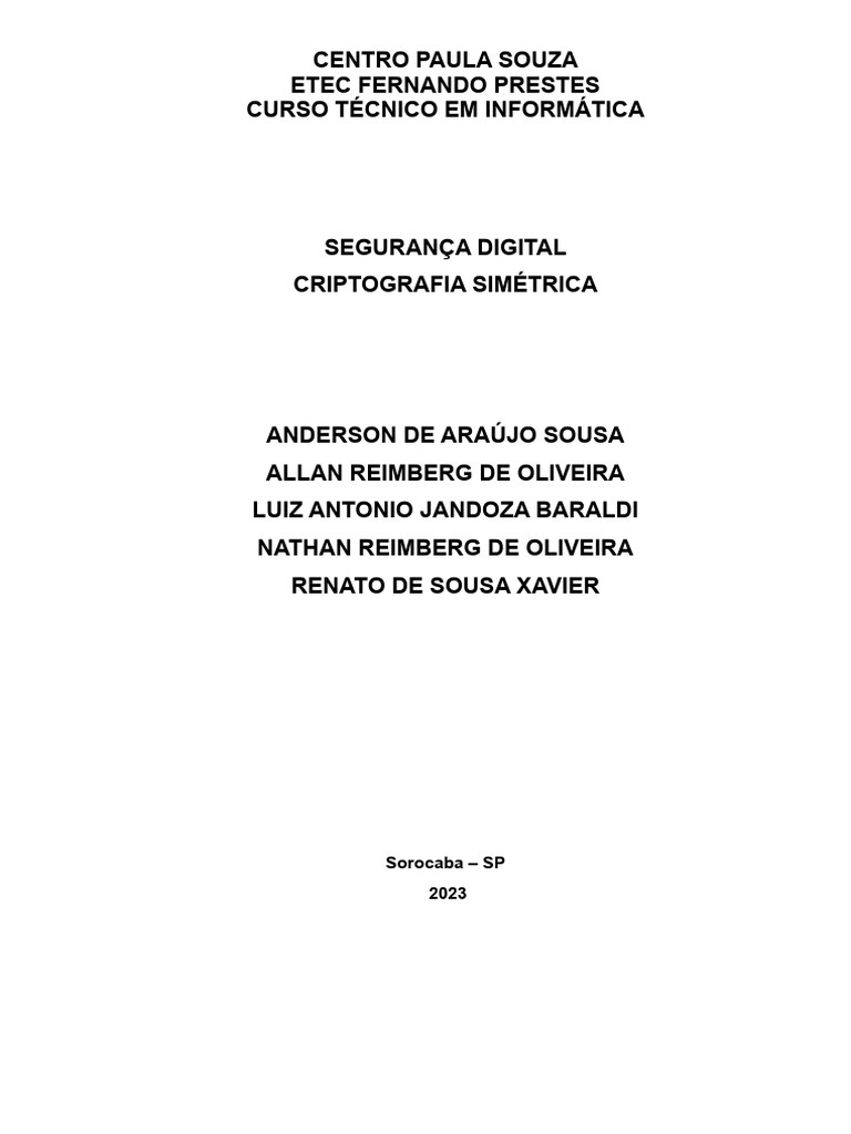 Criptografia Simetrica Pdf Criptografia Chave Criptografia