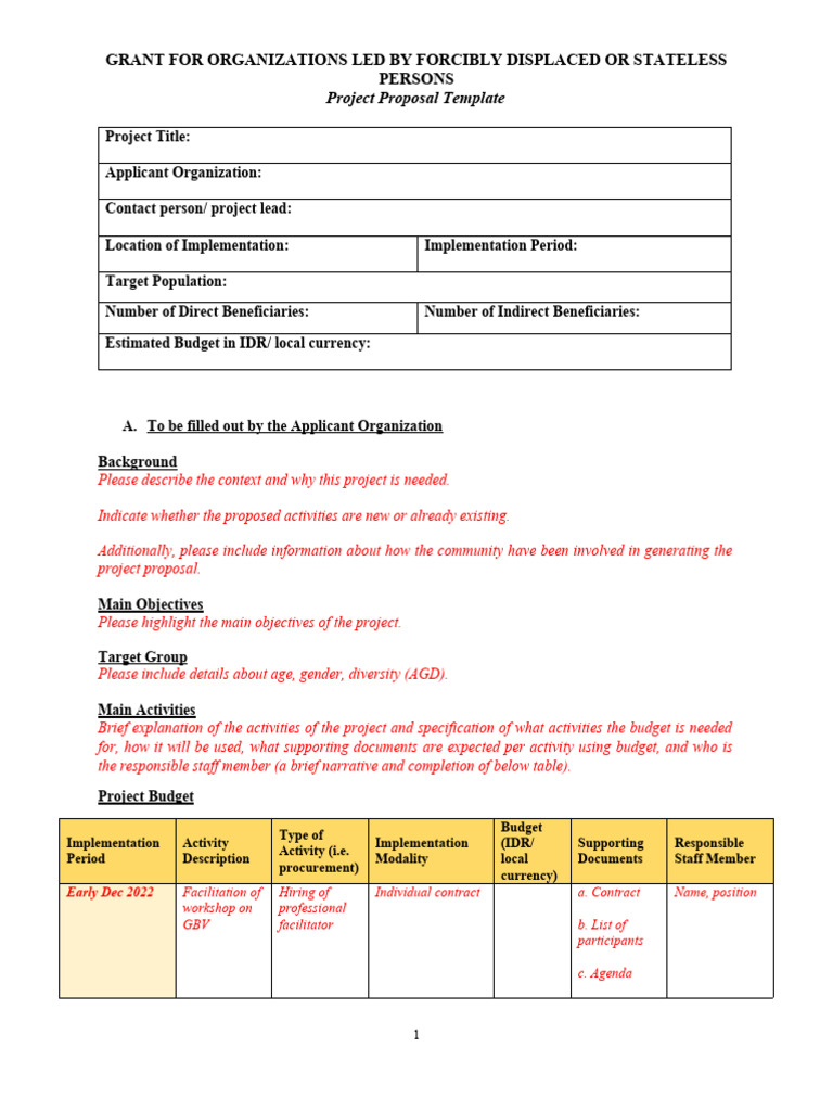Project Proposal Template For Grant Agreements 2023 | PDF | Capacity ...