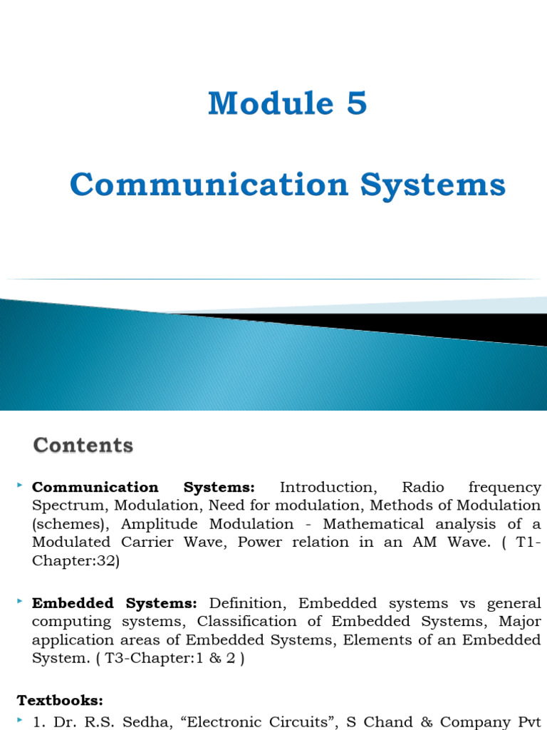 Module 5 - Communication Systems - ppt1 | Download Free PDF | Frequency Modulation | Microcontroller