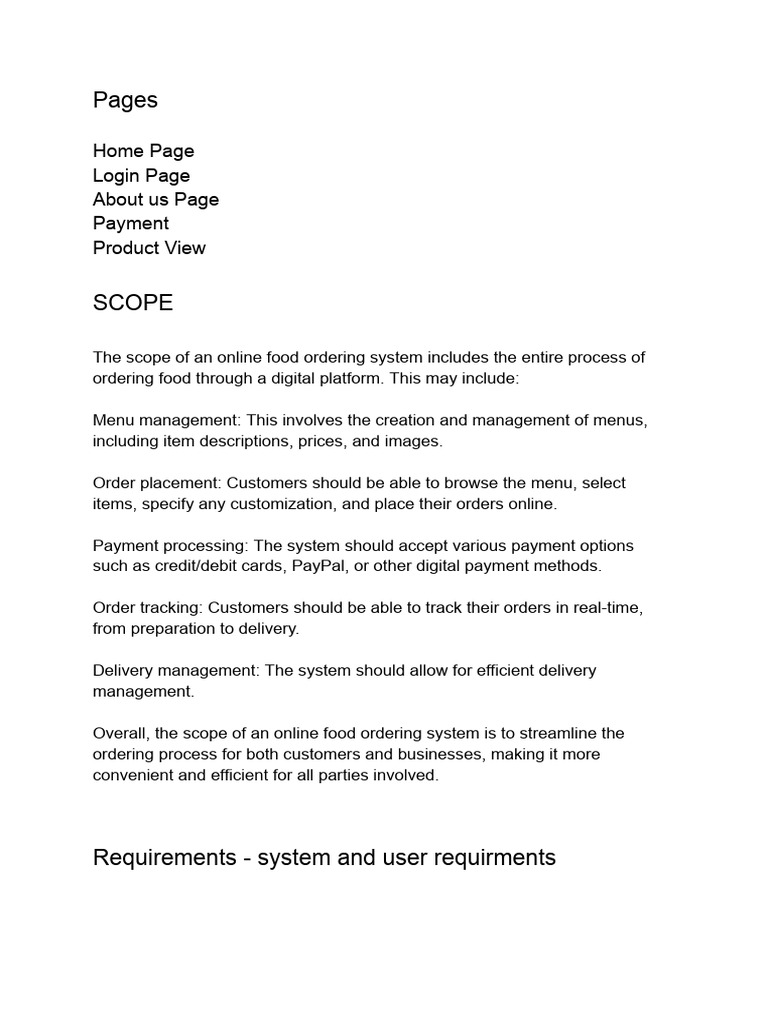 Online Food Ordering System | PDF