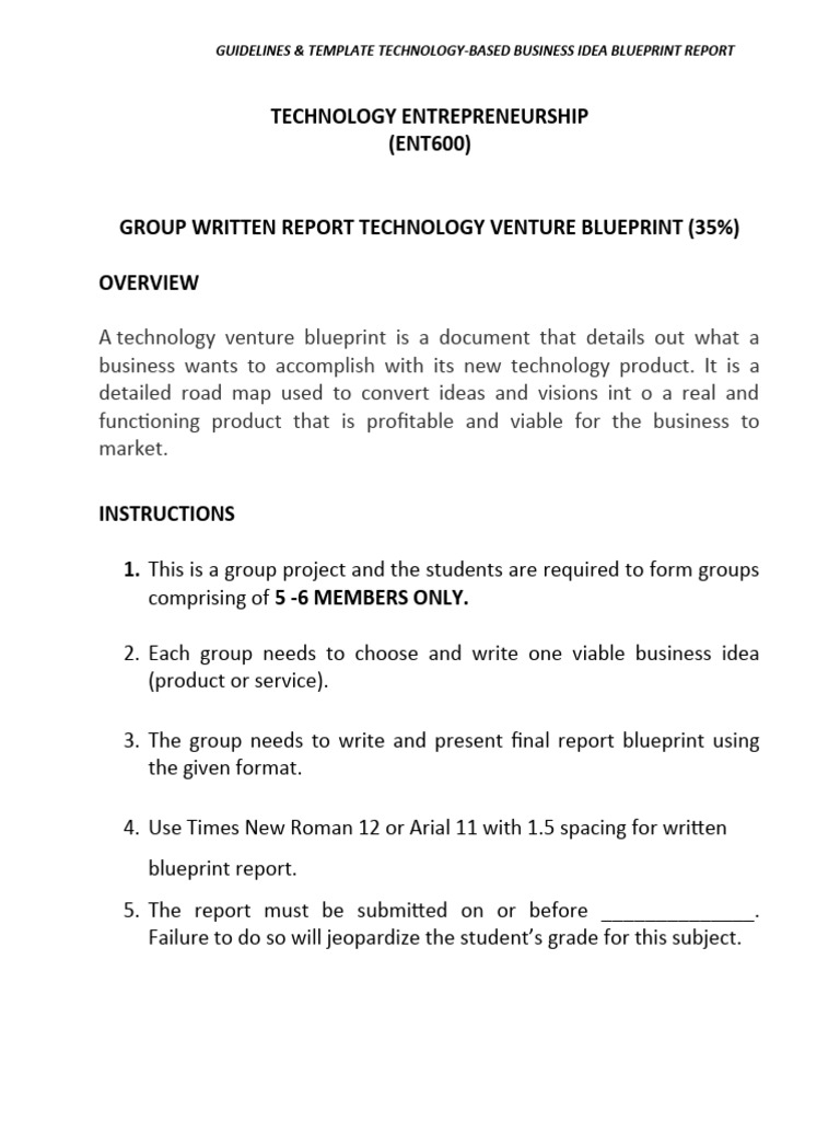 Ent600 3. Technology Blueprint Guidelines & Template | PDF | Sales ...