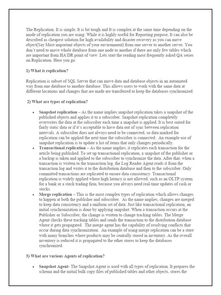 Replication | PDF | Replication (Computing) | Databases Replication | PDF | Replication (Computing) | Databases
