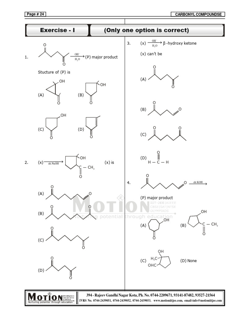 Carbonyl Compounds Exercises | PDF | Aldehyde | Organic Compounds