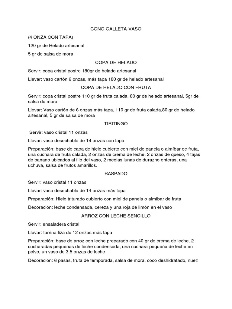 Menu Ancestral 1 | PDF | Alimentos | Ingredientes de comida