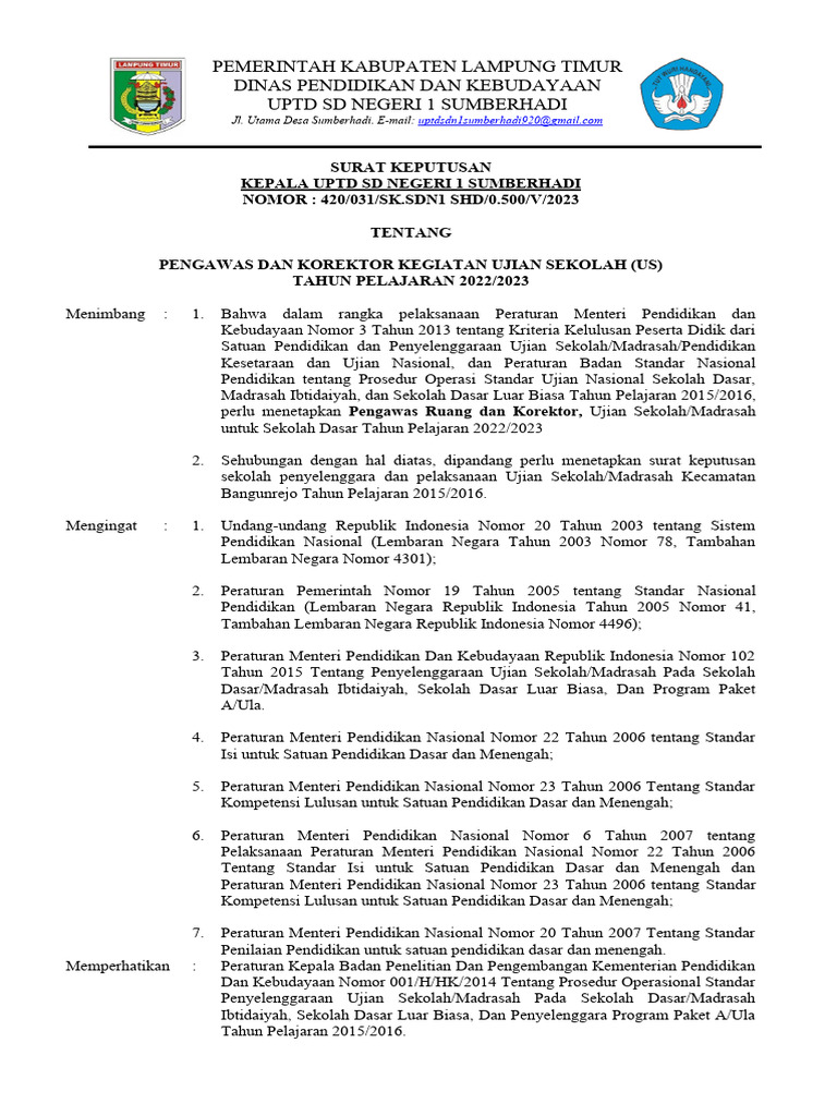 SK Pengawas US | PDF | Bisnis