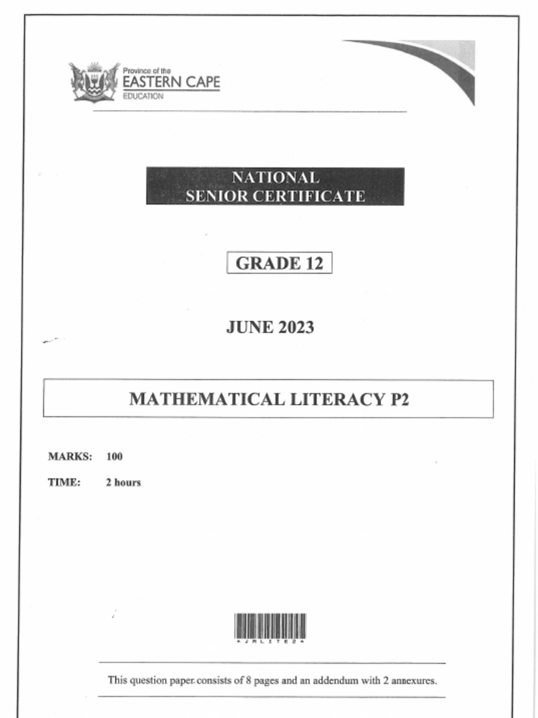 Grade 12 Mathematical Literacy Paper 2 June 2023 | PDF