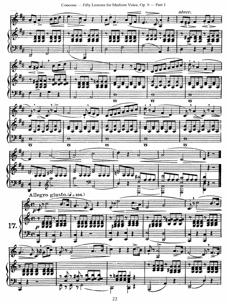 Concone 50, Op.9【No.17】 (Medium Voice) | PDF