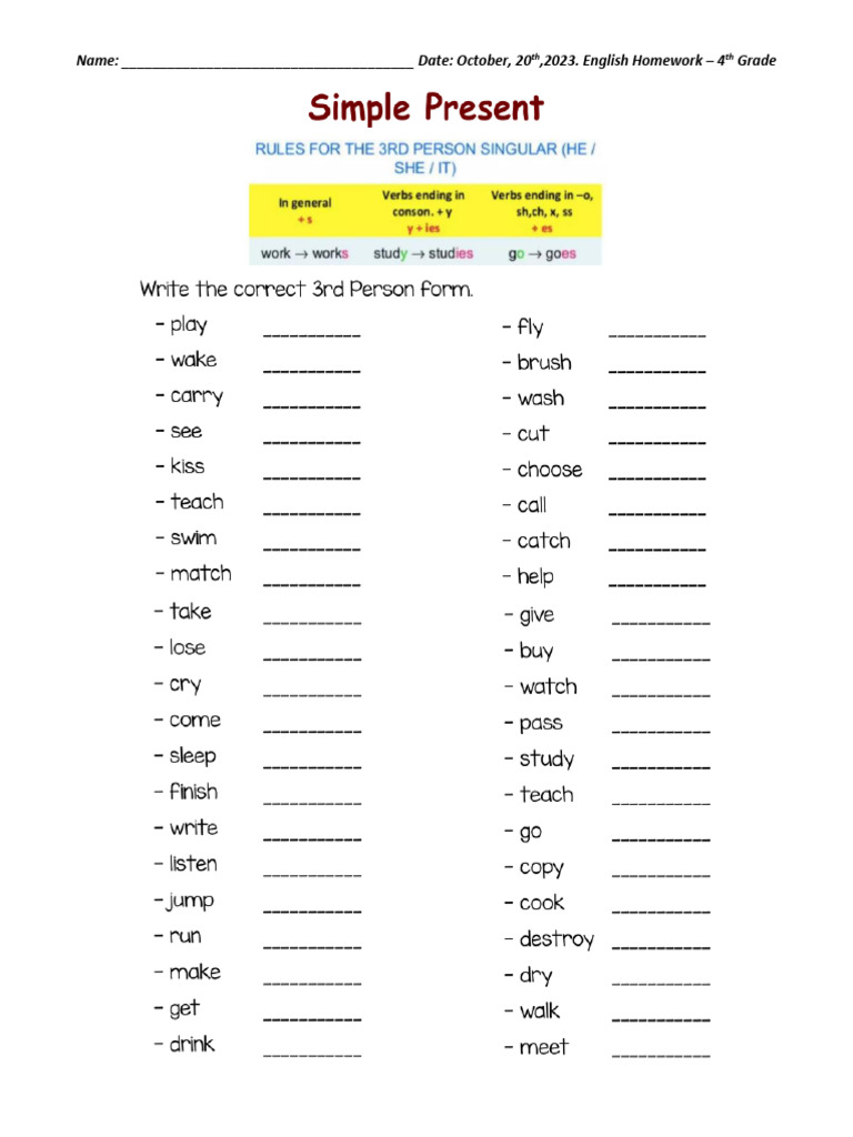 Grammar Exercise Grade 4 | PDF