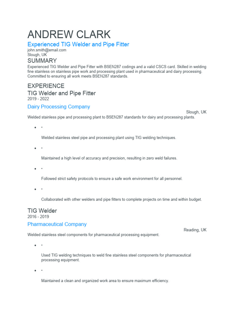 Andrew Clark | PDF | Welding | Construction