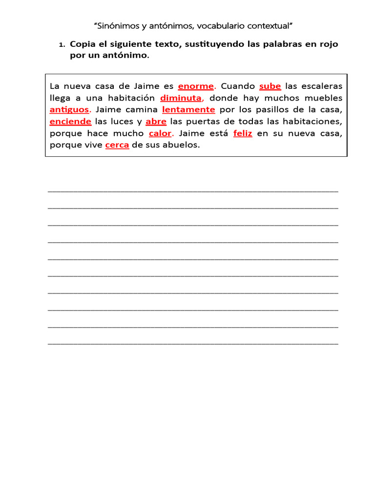 Guia Sinónimos y Antónimos | PDF