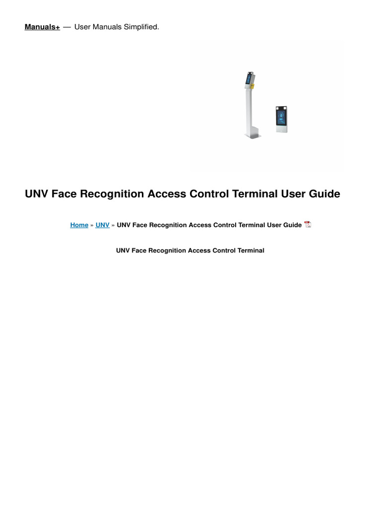 Face Recognition Access Control Terminal Manual | PDF | Computer ...