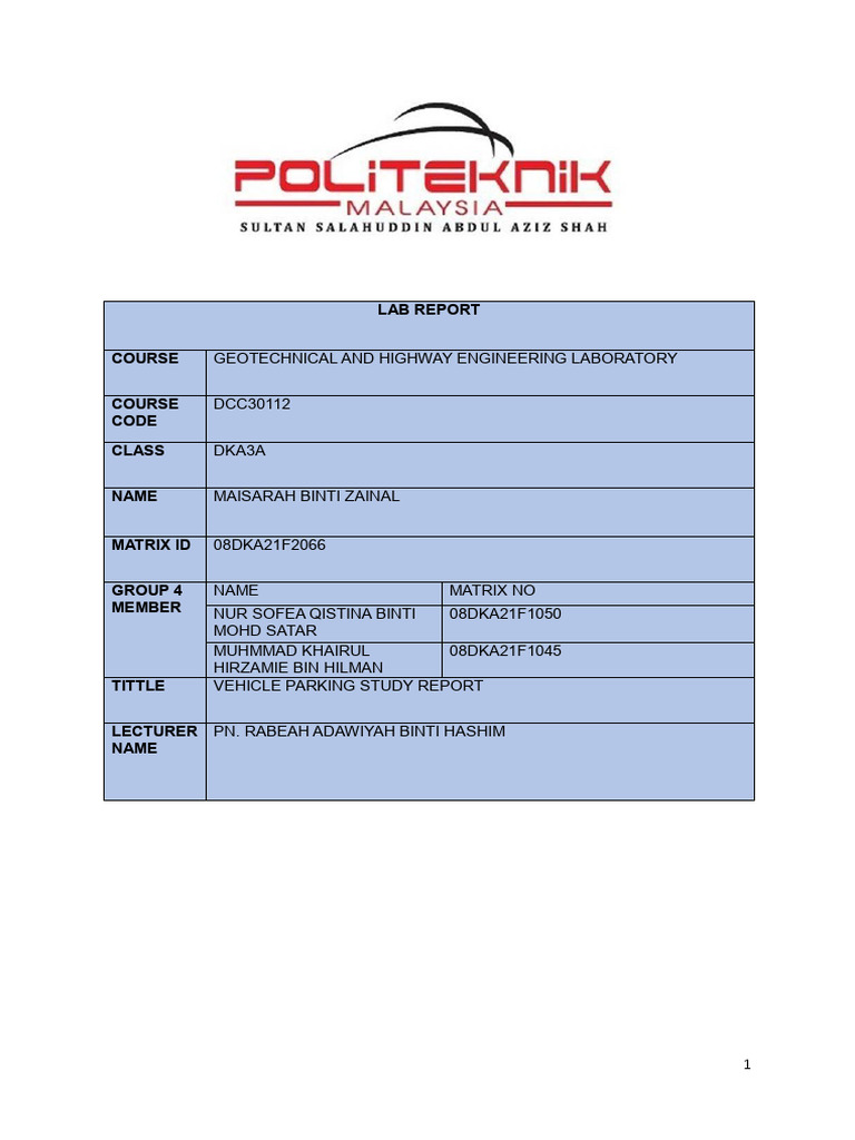 Vehicle Parking Study | PDF