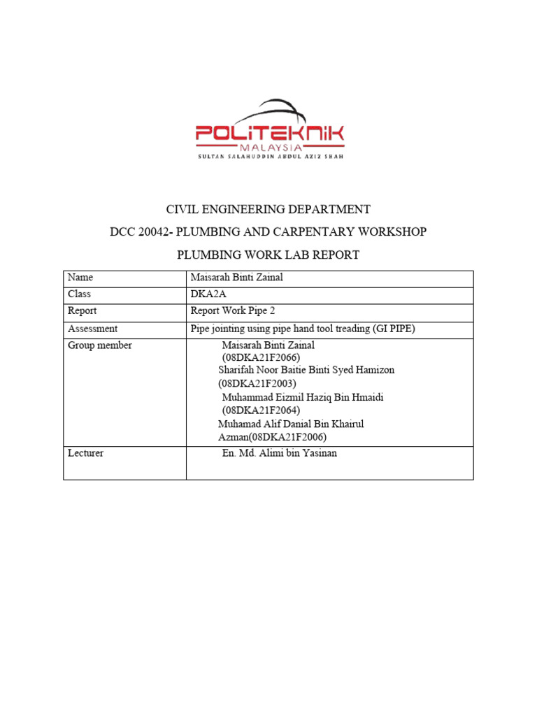 Report Pipe Gi | PDF | Plumbing | Pipe (Fluid Conveyance)