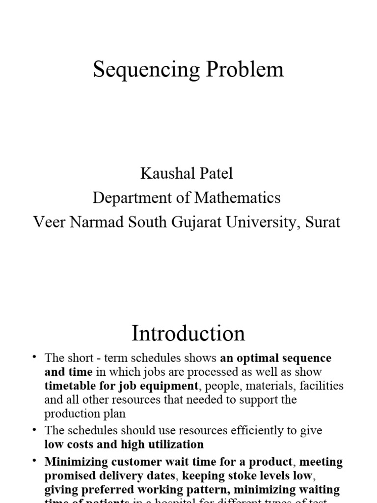 Sequencing Problem | PDF | Mathematical Optimization | Mathematical Logic