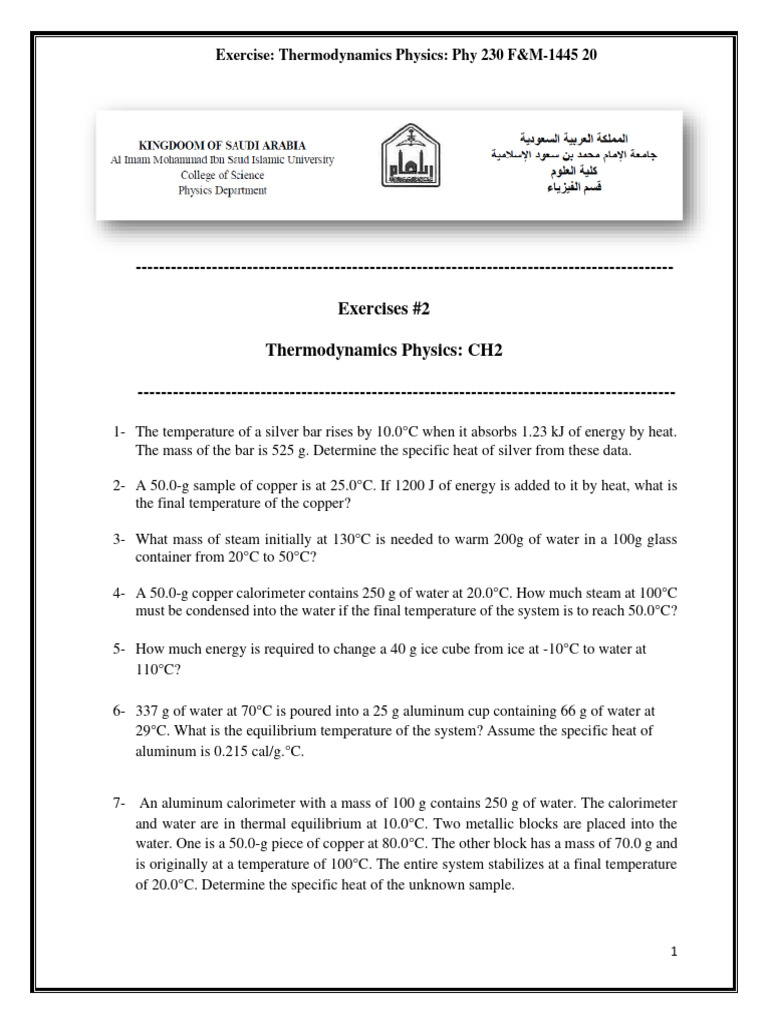 Exercises Ch2 2 | PDF | Heat | Gases