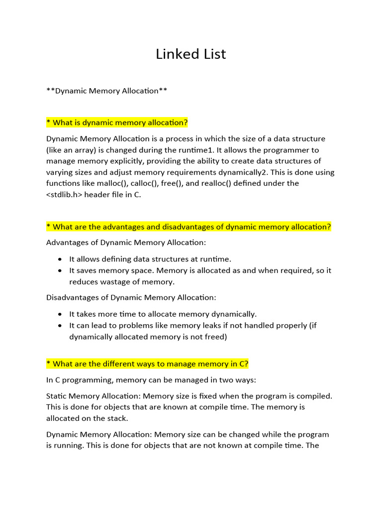 Linked List | PDF | Pointer (Computer Programming) | Software Development Linked List | PDF | Pointer (Computer Programming) | Software Development