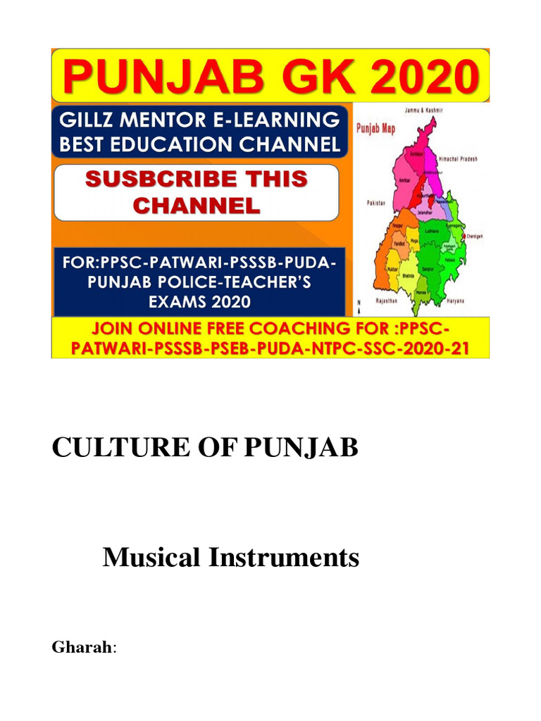 Punjabi Folk Musical Instruments | PDF | Musical Instruments | Gaiaphones