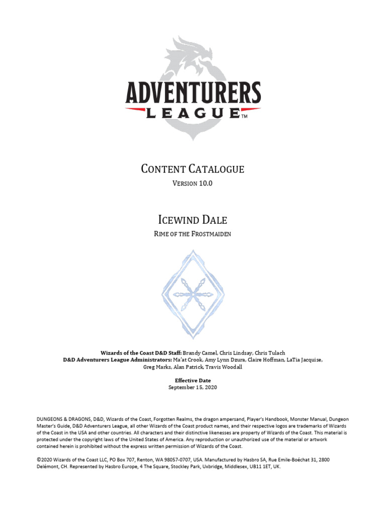 D&D Adventurers League Content Guide | PDF | Amulet | Wizards Of The Coast