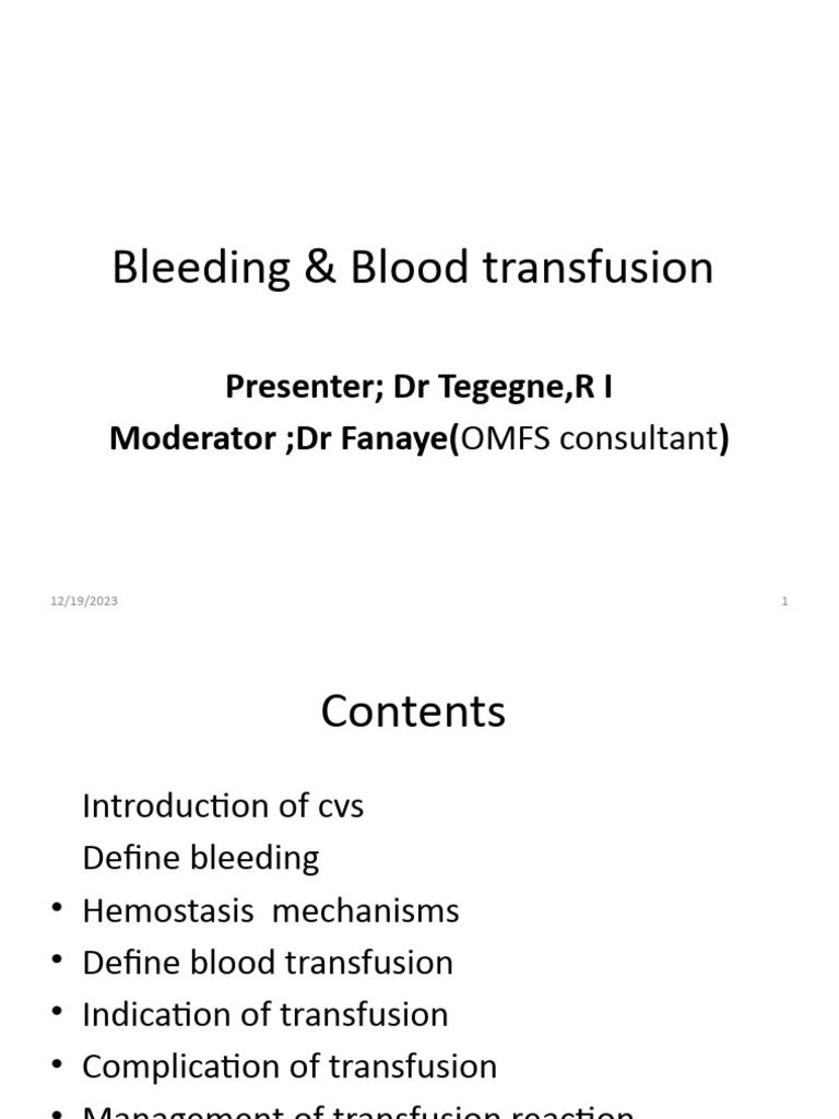 Bleeding & Blood Transfusion | PDF | Bleeding | Shock (Circulatory)