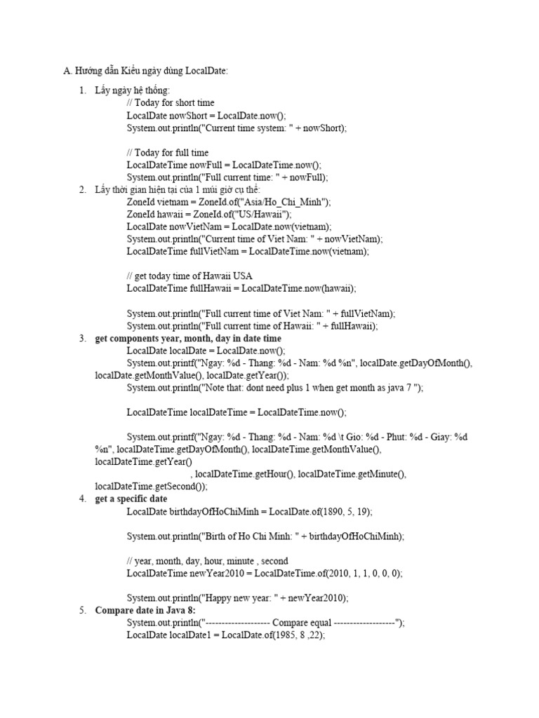 Hướng dẫn Kiểu ngày dùng LocalDate | PDF