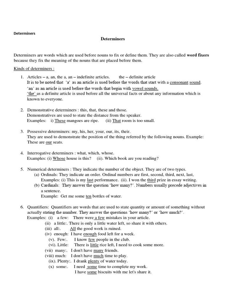 English Grammar - Determiners | PDF | Linguistics | Linguistic Morphology