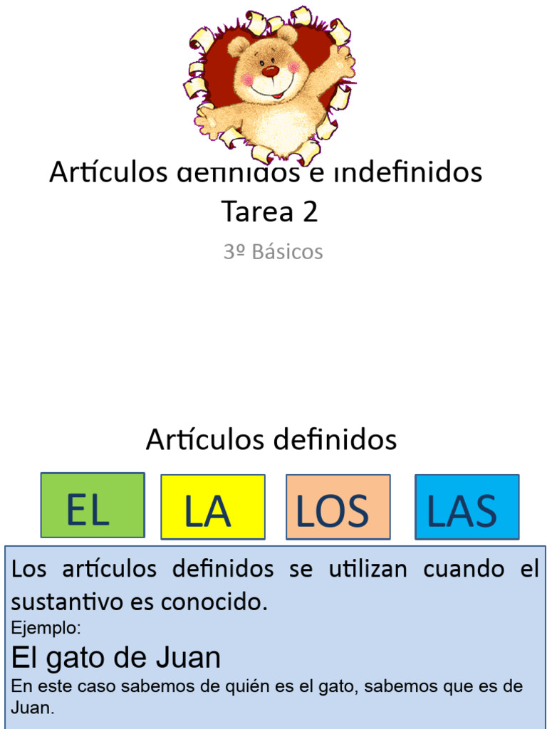 Artículos Definidos e Indefinidos 3º 2020 | PDF