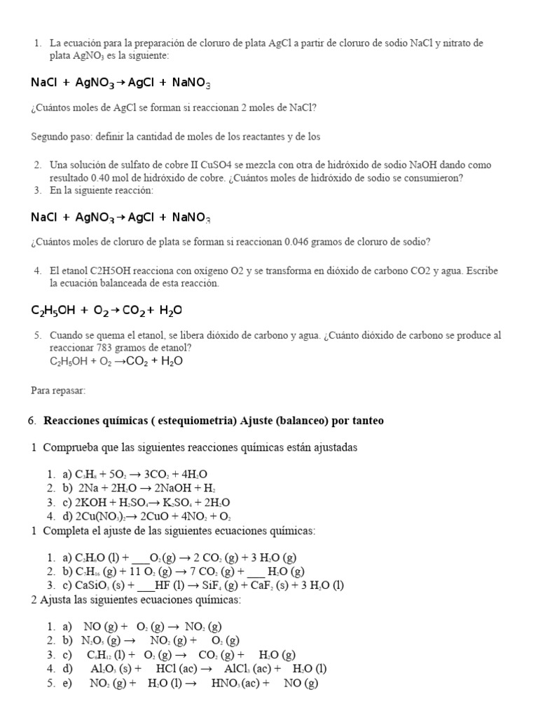 Ejercicio Quimica | PDF | Hidróxido de sodio | Estequiometría