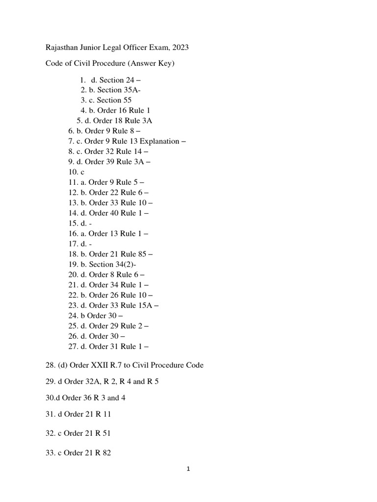Answer Key CPC | PDF | Lawsuit | Res Judicata