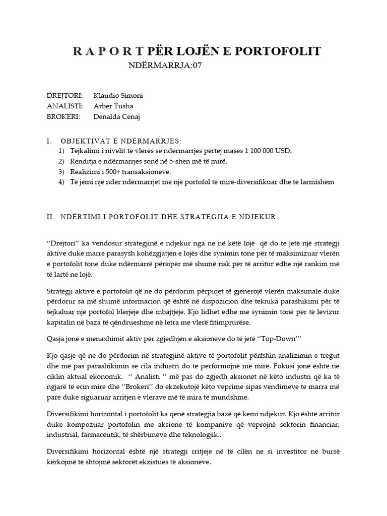 N07 - Raporti I | PDF