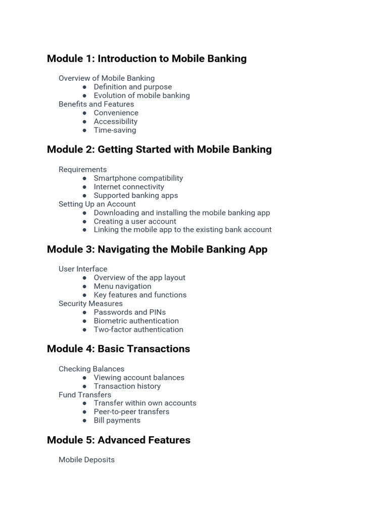 Mobile Banking Workshop - Outline | PDF | Mobile App | Banks