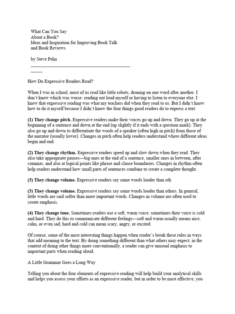 Expressive Reading | PDF | Reading Comprehension | Sentence (Linguistics)