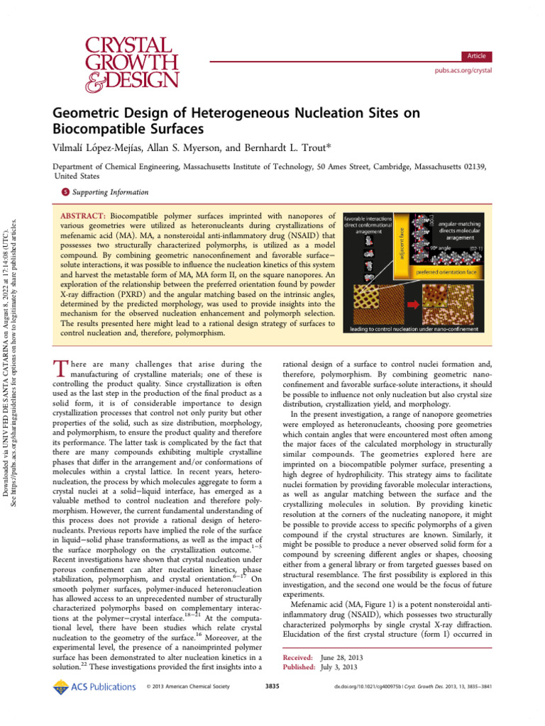 Geometric Design of Heterogeneous Nucleation Sites On Biocompatible ...