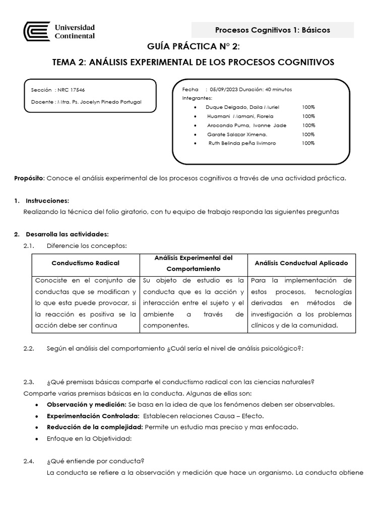Procesos Cognitivos Basicos - GUÍA PRÁCTICA N°2 | PDF
