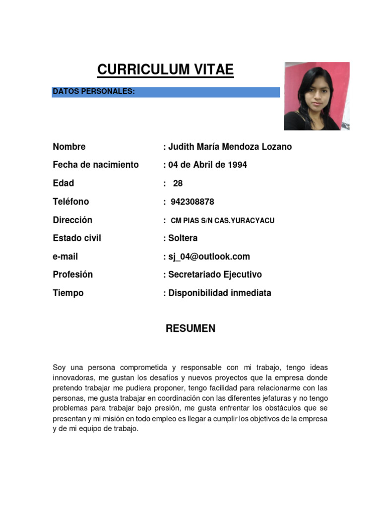 Curriculum-Vitae Judith M | PDF
