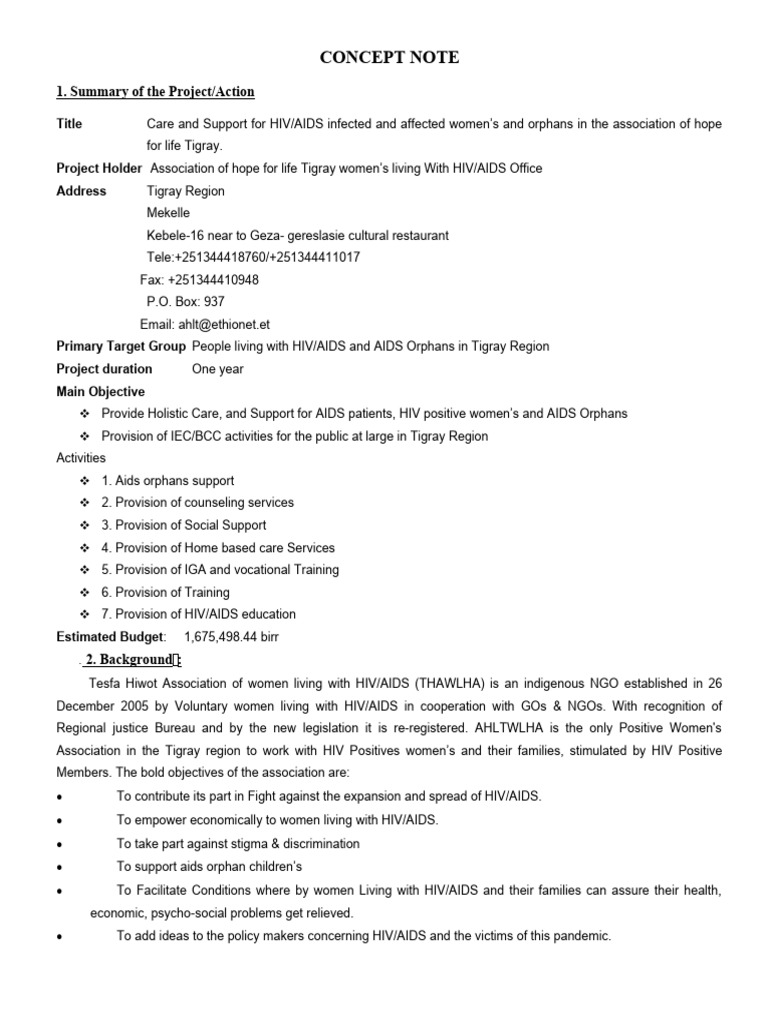 CONCEPT NOTE USAID - Doc 5555 | PDF