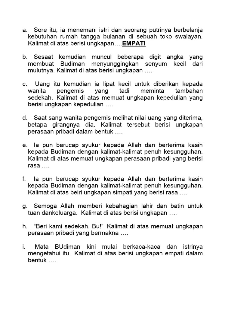 Contoh Teks Cerita Inspiratif Beserta Sifat Simpati, Kepedulian, Empati ...